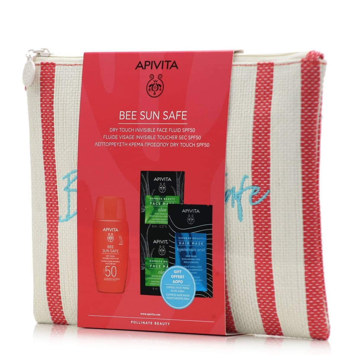 Apivita Promo Bee Sun Safe Fluid SPF50 50ml & Face Mask Aloe 2x8ml ...
